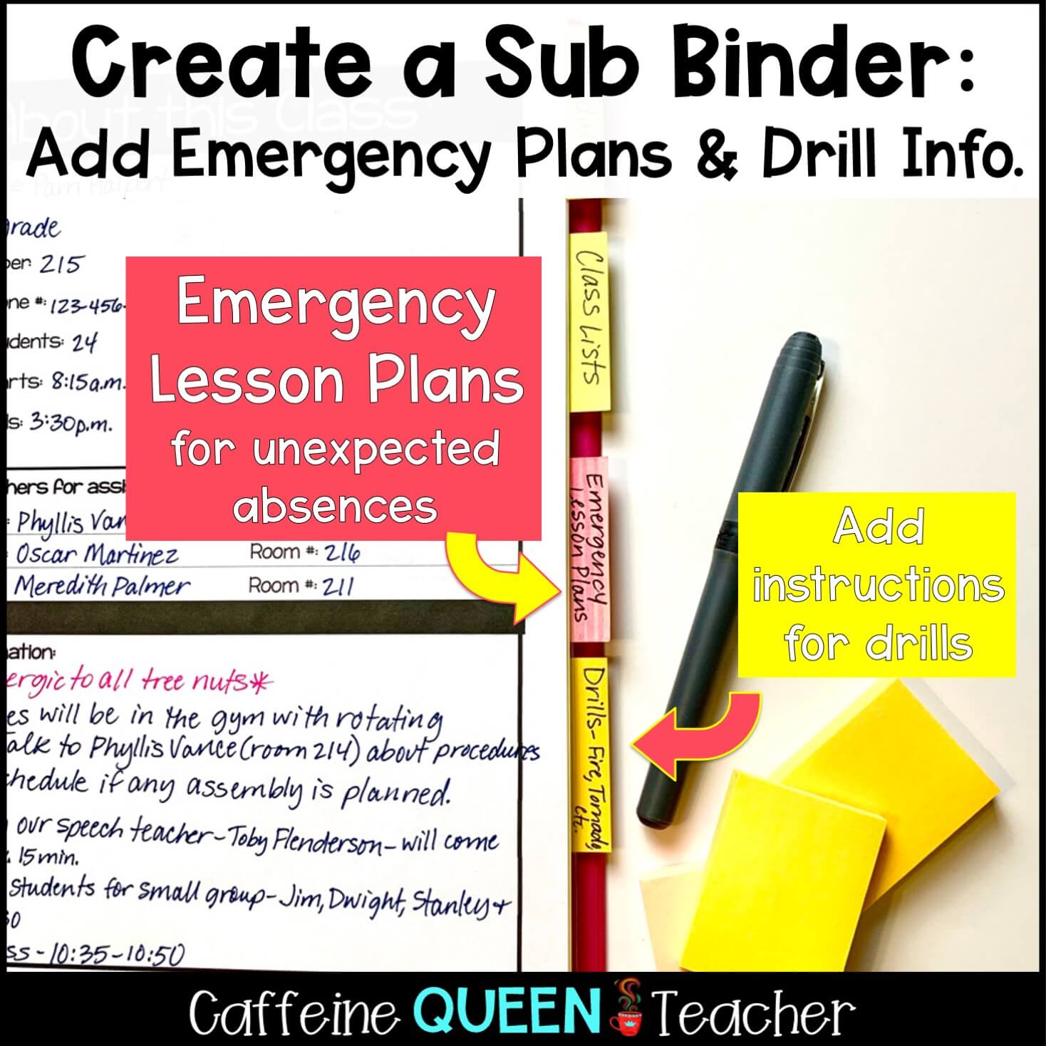 Simplify Substitute Planning with a Sub Binder (Sub Tub) - Caffeine ...
