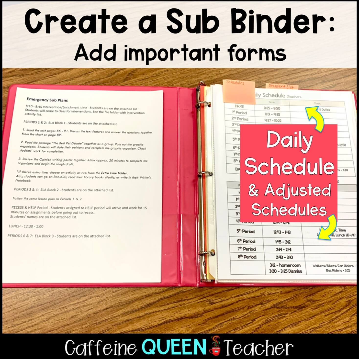 Simplify Substitute Planning with a Sub Binder (Sub Tub) - Caffeine ...