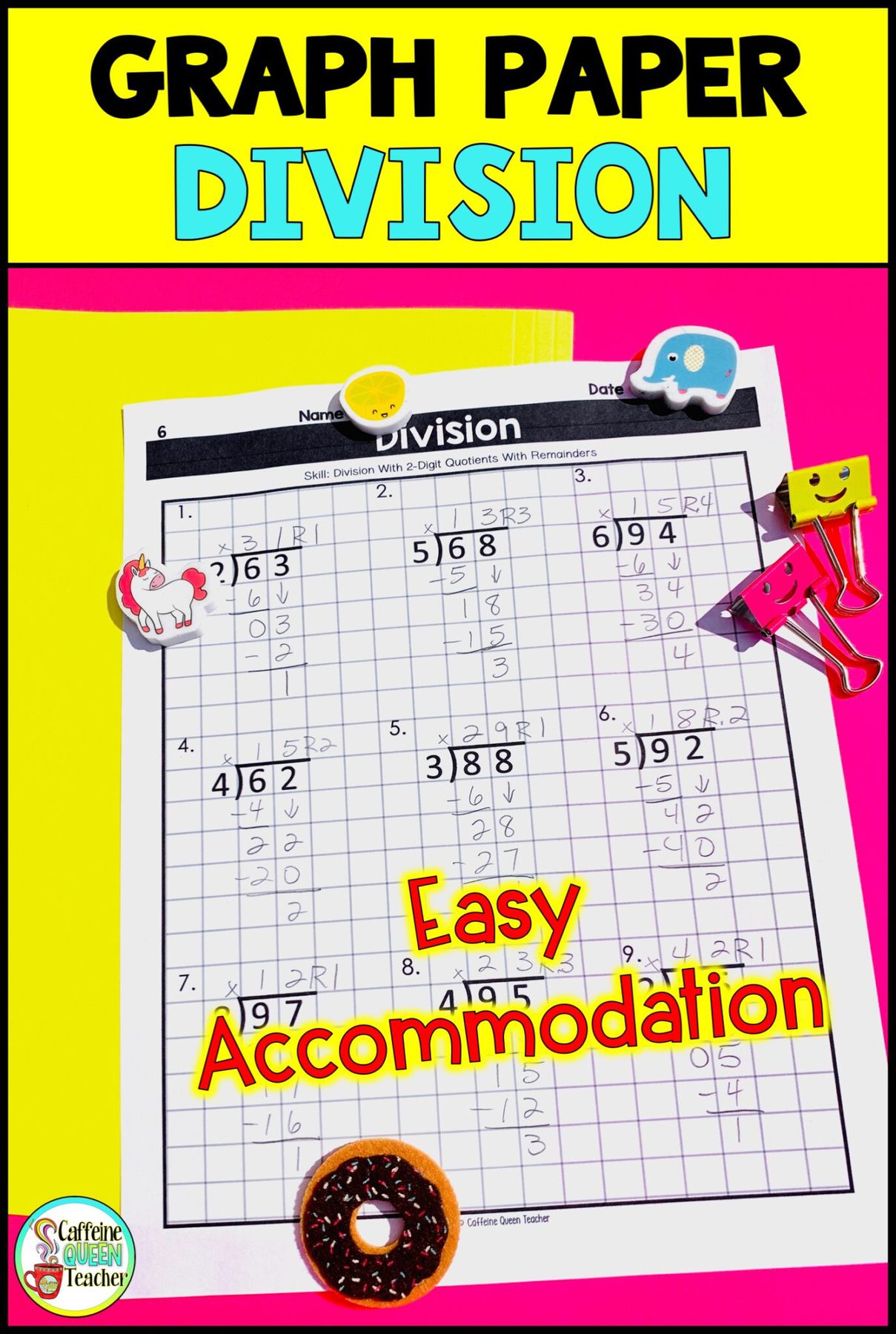 Graph Paper Grid Math Intervention - Caffeine Queen Teacher