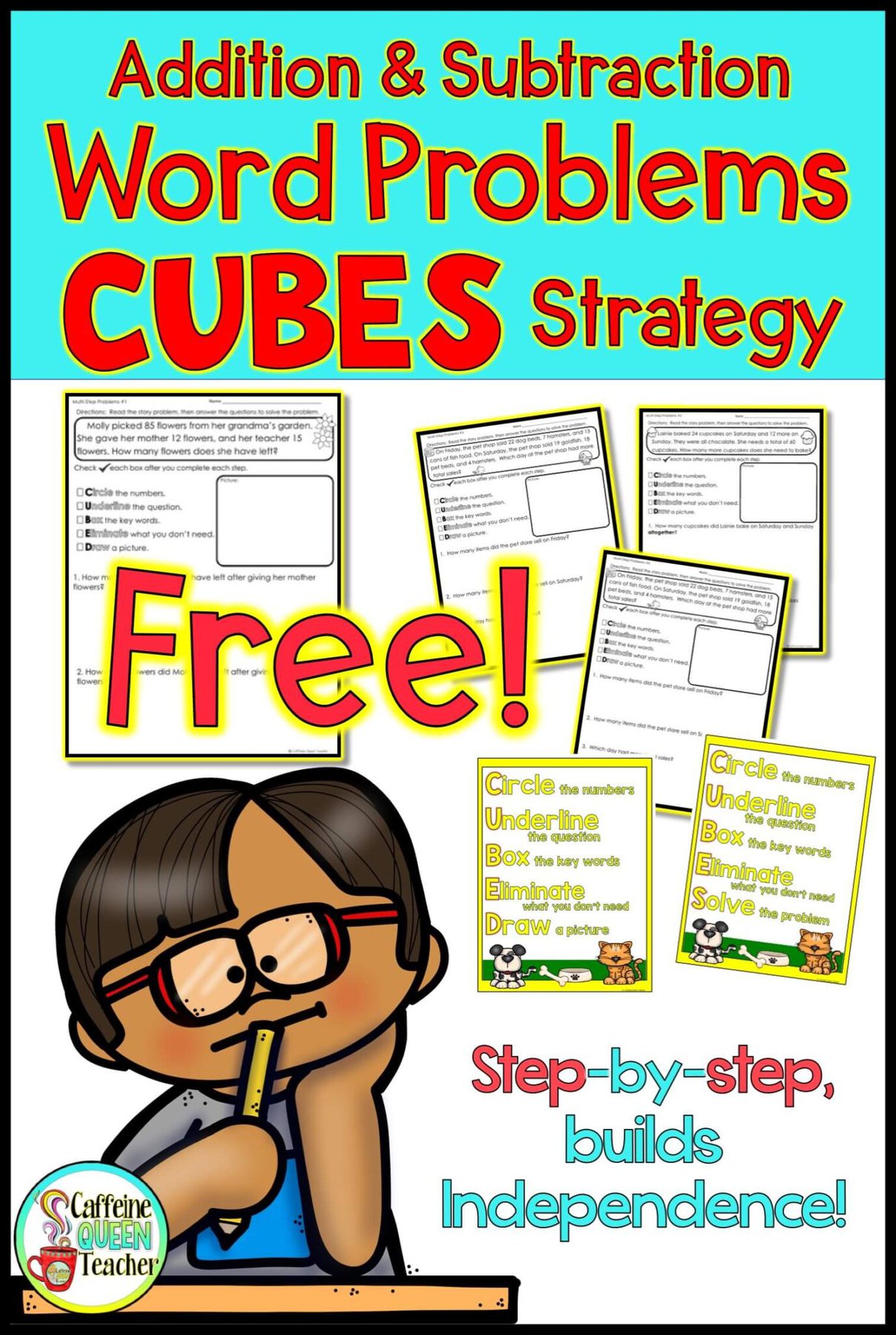 FREE Worksheet - Addition and Subtraction Word Problems Strategy ...