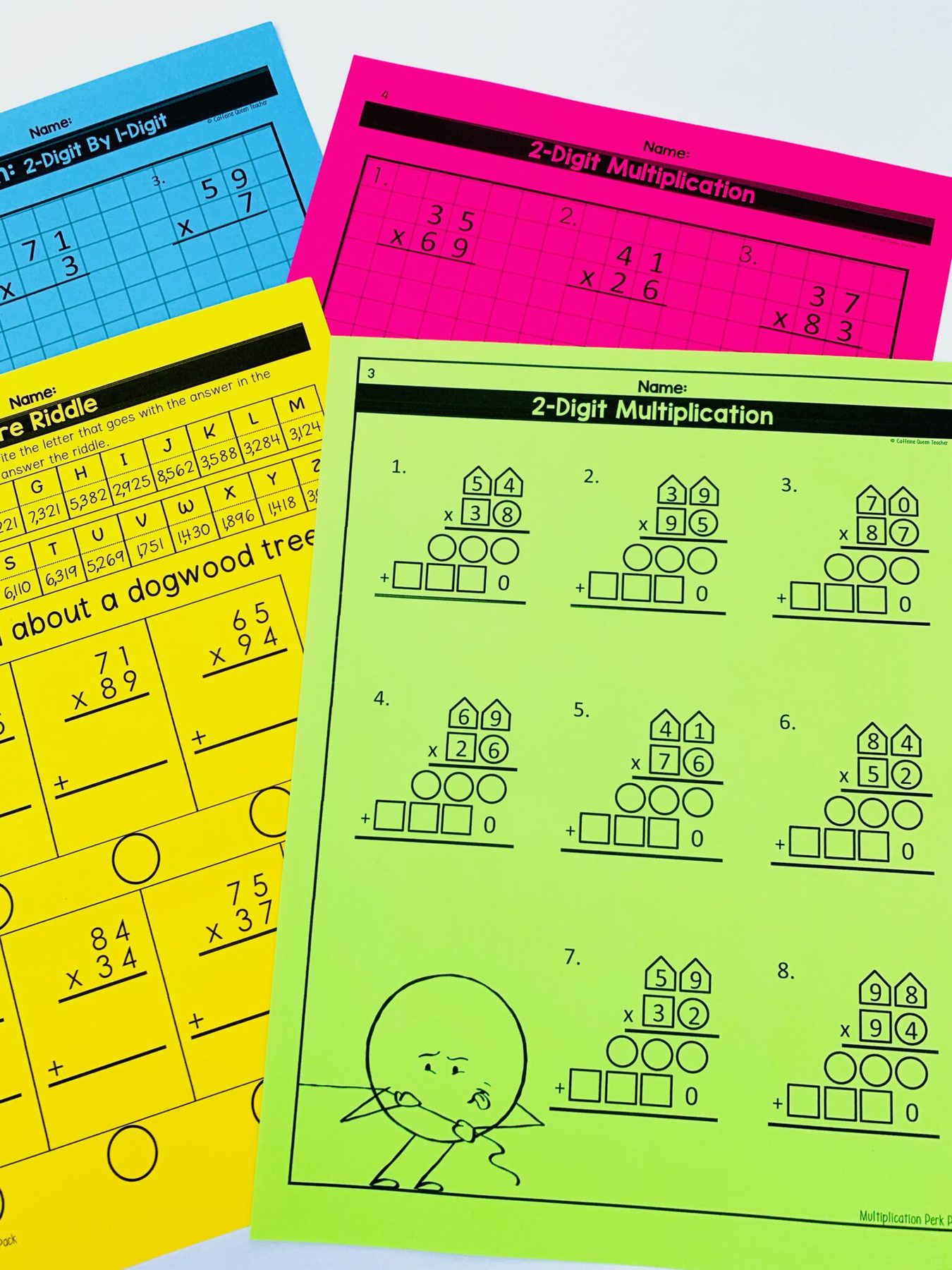 2-Digit Multiplication Pack - Caffeine Queen Teacher