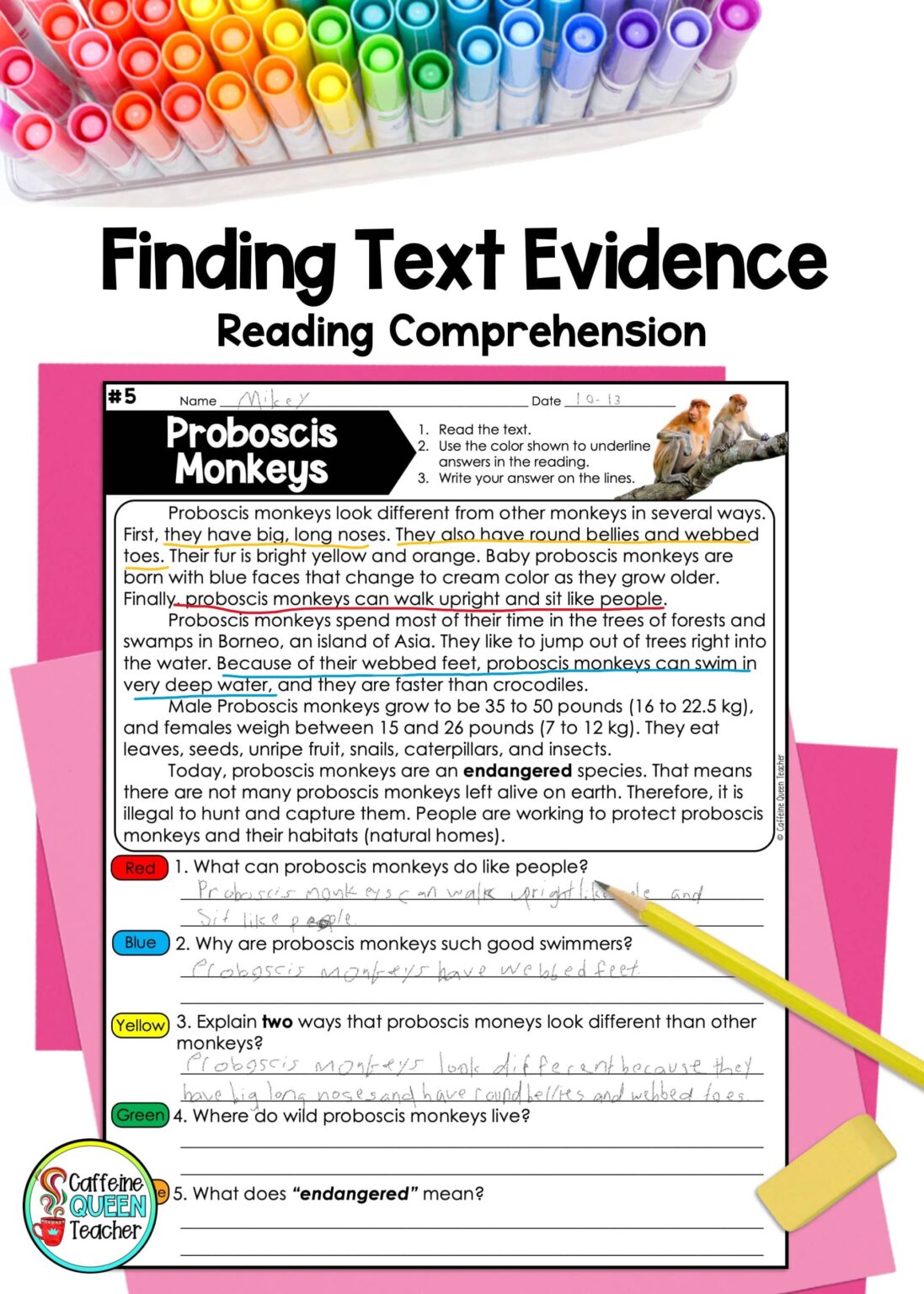 How to Teach Text Evidence - Free Citing Evidence Worksheets - Caffeine ...
