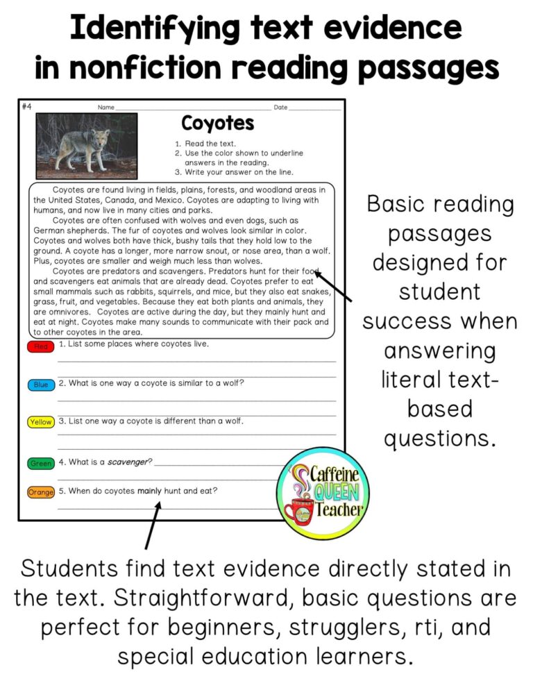How to Teach Students to Find Text Evidence - Caffeine Queen Teacher